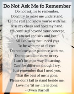 Do Not Ask Me to Remember- An Alzheimer's Poem